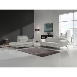 Egoitaliano Polstergarnitur &raquo;Sueli&laquo; Set, bestehend aus Sofa und Recamiere, Kopfteilverstellung, Bezug Leder silber Leder CAREZZA (echtes Rindsleder) ist ein 