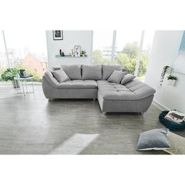 Jockenh&ouml;fer Ecksofa &raquo;Genua L-Form, B: 250 cm&laquo; mit 2 Zierkissen grau Korpus: 100% Polyester;Zierkissen: 100% Polyester B/H/T: 250cm x 92cm x 179cm, Microfaser 