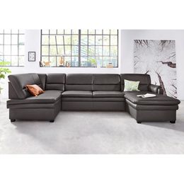 Sit & More sit&more Wohnlandschaft &raquo;Pisa U-Form&laquo; mit Federkern, wahlweise mit Schlaffunktion braun Flachgewebe (100% Polyester);Luxus-Microfaser1 (100% Polyester