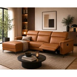 OTTO home Ecksofa &raquo;LUND, Naturleder, L-Form, 261cm, man./elektr. Relaxfunktion (USB-A)&laquo; mit USB A-Anschluss bei elektrischer Variante und 