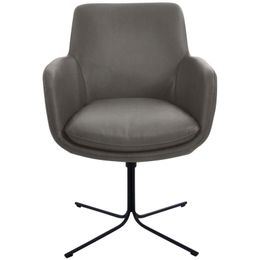 K+w Komfort & Wohnen K+W Komfort & Wohnen Esszimmerstuhl &raquo;Pego Drehstuhl&laquo; () filigranem 4-Fu&szlig;-Gestell in schwarz grau B/H/T: 59cm x 84cm x 65cm, Leder CLOUD