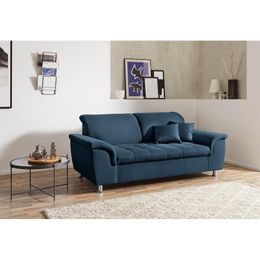 DOMO collection 2-Sitzer &raquo;FRANZI zeitlos & elegant, moderne Sitzheftung&laquo; wahlweise mit Kopfteilverstellung, inklusive Zierkissen blau B/H/T: 190cm x 