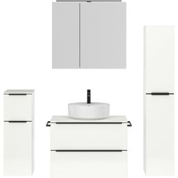 Nobilia Badm&ouml;bel-Set &raquo;Alvene&laquo; vormontiert, mit Soft-Close, 4 Stk. tlg. wei&szlig; B/H/T: 160cmcm x 184,2cmcm x 48,5cmcm, Griffe schwarz