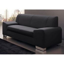DOMO collection 2-Sitzer &raquo;Alisson kubische Formensprache mit abgerundeten Details, Breite 164cm&laquo; fester Sitzkomfort schwarz Microfaser aus 100% 