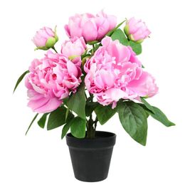 I.GE.A. Kunstpflanze &raquo;K&uuml;nstlicher P&auml;onienbusch im Topf&laquo; 40cm Pfingstrose P&auml;onie Dekoblumen Kunstblume Deko Hochzeit pink Polyester B/H/L: 31cm x 40cm
