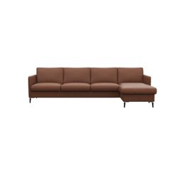 FLEXLUX Ecksofa &raquo;Fiore, L-Form, bequem und komfortabel durch hochwertigem Sitzaufbau&laquo; schmale Armlehnen, Kaltschaum, F&uuml;&szlig;e Alu+schwarz braun B/H/T: 