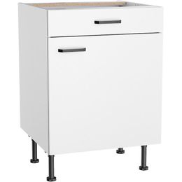 KOCHSTATION Unterschrank &raquo;KS-Paula&laquo; 60 cm breit, 87 cm hoch, mit 1 Schubkasten, 1 T&uuml;r, 1 Einlegeboden wei&szlig; wei&szlig;, B/H/T: 60cm x 87cm x 58,4cm, 