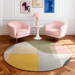 Ted Baker Wollteppich &raquo;Curzon&laquo; rund 17 mm H&ouml;he Wolle, Naturteppich, Handgemacht, Wohnzimmer, Schlafzimmer, bunt bunt Wolle &Oslash; 160cm 1 Stk., 17mm, &Oslash; 160cm