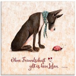 Artland Glasbild &raquo;Lebensweisheit Freundschaft&laquo; Tiere 1 Stk. tlg. in verschiedenen Gr&ouml;&szlig;en beige B/H/T: 40cm x 40cm, Glasbild Tiere quadratisch, 1 Stk.