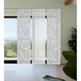 Vision S Schiebegardine &raquo;OPHELIA&laquo; Paneelwagen 3 Stk. tlg. Schiebevorhang,Bambusoptik,Digitaldruck,SET grau Polyester 260cm, Paneelwagen, 60cm