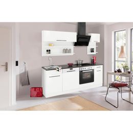 KOCHSTATION K&uuml;chenzeile &raquo;KS-Tulsa&laquo; ohne E-Ger&auml;te, Breite 210 cm, schwarze Metallgriffe, MDF Fronten wei&szlig; B/H/T: 210cm x 60cm