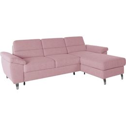 Sit & More sit&more Ecksofa &raquo;Sorano L-Form&laquo; wahlweise mit Schlaffunktion und Bettkasten rosa B/H/T: 250cm x 88cm x 161cm, Struktur fein, Recamiere rechts,mit 