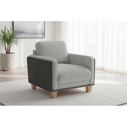 Sit & More sit&more Sessel &raquo;Concept&laquo; mit R&uuml;ckenkissen beige 100% Polyester Chenille,mit Fu&szlig; Buche natur, B/H/T: 89cm x 84cm x 90cm