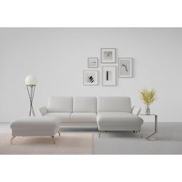 Sit & More sit&more Ecksofa &raquo;Fashion L-Form&laquo; wahlweise mit Kopfteilverstellung, Vorziehsitz, motorisch, Nickelf&uuml;&szlig;e grau B/H/T: 253cm x 84cm x 165cm, Soft clean, 