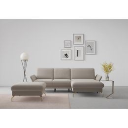Sit & More sit&more Ecksofa &raquo;Fashion L-Form&laquo; wahlweise mit Kopfteilverstellung, Vorziehsitz, motorisch, Nickelf&uuml;&szlig;e braun B/H/T: 253cm x 84cm x 165cm, Chenille, 