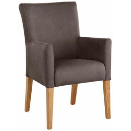 Home Affaire Armlehnstuhl &raquo;King&laquo; () Esszimmerstuhl mit bequemer Polsterung, Esszimmersessel mit Armlehnen braun Polyester B/H/T: 60cm x 92cm x 65cm, 