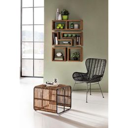 Sit Sessel &raquo;Rennes Rattan-Sessel mit Armlehnen & stabilem Metallgestell&laquo; Handgefertigter Rattan-Sessel mit geschwungenen Armlehnen schwarz B/H/T: 75cm