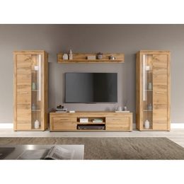 OTTO home Wohnwand &raquo;AOSTA, Breite 310cm, 4-teilige Wohn-Kombination&laquo; bestehend aus: 2x Vitrine, Lowboard, Wandboard braun B/H/T: 310cmcm x 159cmcm x 
