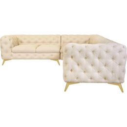 Home Affaire Chesterfield-Sofa &raquo;Ecksofa GLYNIS L-Form mit Wellenunterfederung, Ma&szlig;e B/T/H 323/264/75cm&laquo; aufw&auml;ndige Knopfheftung, moderne Chesterfield 