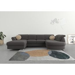 Sit & More sit&more Wohnlandschaft &raquo;Apulia U-Form&laquo; wahlweise Schlaffunktion, Bettkasten und Kopf- und Armteilverstellung grau Webstoff (100% Polyester);Struktur 