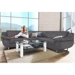 Trendmanufaktur Ecksofa &raquo;Rondo wahlweise mit Schlaffunktion, bequeme Armlehnen&laquo; L-Form, wahlw.mit Federkern, F&uuml;&szlig;e chromfarben, Unser Dauertiefpreis 