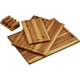 Kesper Schneidebrett &raquo;inkl. St&auml;nder&laquo; aus FSC-zertifiziertem Akazienholz beige Massivholz B/H/L: 11,2cm x 31,5cm x 40cm