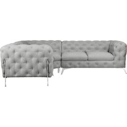 Home Affaire Chesterfield-Sofa &raquo;Amaury L-Form&laquo; moderne Chersterfield-Optik, Breite 262 cm, Fu&szlig;farbe w&auml;hlbar silber Struktur (100% Polyester);Samtoptik