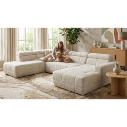 OTTO home Wohnlandschaft &raquo;Ballerup 359 x 228 cm, auch mit verstellbarer Sitztiefe&laquo; Kopfteile & Sitztiefe verstellbar, Pet Friendly Bezug, U-Form beige