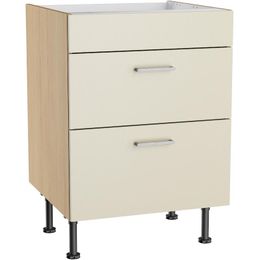 KOCHSTATION Kochfeldumbauschrank &raquo;KS-Lucy&laquo; Breite 60 cm, mit 2 Ausz&uuml;gen, Soft-Close, h&ouml;henverstellbare F&uuml;&szlig;e Eiche hell, B/H/T: 60cm x 87cm x 58,1cm, 