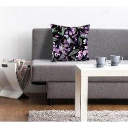 queence Dekokissen &raquo;Leticia&laquo; Kissenh&uuml;lle,Bl&uuml;tenmotive,Floral,Blumen,Natur,Dekorativ,Pastellfarben lila Polyester B/L: 40cm x 40cm, 1 Stk.