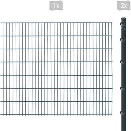 Arvotec Doppelstabmattenzaun &raquo;ESSENTIAL 143 zum Einbetonieren&laquo; Zaunh&ouml;he 143 cm, Zaunl&auml;nge 2 - 60 m grau Kunststoff, Stahl H/L: 143cm x 2m, Pfosten: 2 Stk.