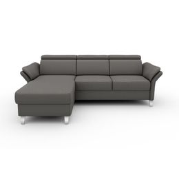 Sit & More sit&more Ecksofa &raquo;Vincenzo L-Form&laquo; inklusive Kopfteilverstellung, optional Schlaffunktion & Bettkasten grau B/H/T: 252cm x 84cm x 165cm, Luxus-