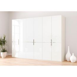 Musterring Kleiderschrank &raquo;Imola W&laquo; Einlegeb&ouml;den und Kleiderstangen,mit Glast&uuml;ren und Aufleistung in Chrom wei&szlig; Floatglas, Holzwerkstoff B/H/T: 295,2cm x 216cm x