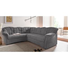 DOMO collection Ecksofa &raquo;Papenburg B/T/H: 242/190/84 cm L-Form&laquo; wahlweise mit Bettfunktion, Langer Schenkel links oder rechts grau Struktur ( 90% 