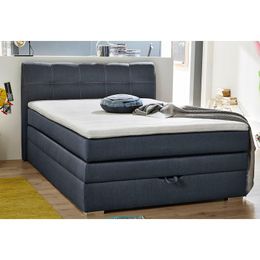 Jockenh&ouml;fer Boxspringbett &raquo;Amelie&laquo; mit Bettkasten und Topper, erh&auml;ltlich in 120 & 140cm Breite blau Topper: 100% Polyurethan, Bezug (100% Polyester) abnehmbar und