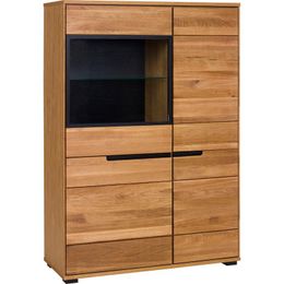 Home Affaire Highboard Schwarze Elemente, viel Stauraum, T&uuml;ren mit dampfer, Wohnzimmer braun Holz teilmassiv B/H/T: 102,5cm x 196,5cm x 40,5cm, Eiche,