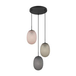 Trio Leuchten Pendelleuchte &raquo;FACETTE, H&auml;ngeleuchte mit facettiertem Glasschirm in rauchgrau &Oslash; 18cm&laquo; E27 1 Stk. warmwei&szlig; - kaltwei&szlig; exkl. Leuchtmittel 