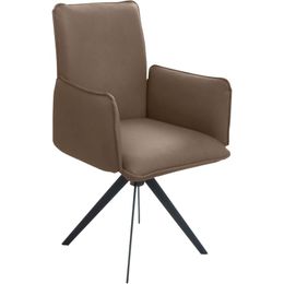 K+w Komfort & Wohnen K+W Komfort & Wohnen Esszimmerstuhl &raquo;Drehstuhl, Armlehnstuhl, Lederstuhl&laquo; () Blitzdrehkreuz und R&uuml;ckholfunktion, dekorativer 12mm Biese braun B/H/T: 