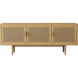 OTTO home TV-Schrank &raquo;Lorelia&laquo; in moderner Rattan Optik, Lowboard braun Holzwerkstoff, MDF, Massivholz, Melamin natur, B/H/T: 40cm x 55cm x 40cm, 