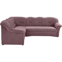 DOMO collection Ecksofa &raquo;Papenburg B/T/H: 242/190/84 cm L-Form&laquo; wahlweise mit Bettfunktion, Langer Schenkel links oder rechts lila Struktur ( 90% 