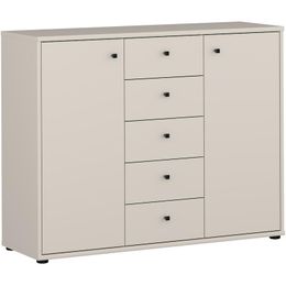 FORTE Kommode &raquo;Tempra, Kommode, 2 T&uuml;ren, 5 Schubk&auml;sten, viel Stauraum&laquo; B/H/T 108,8/85,5/34,8 cm beige B/H/T: 108,8cm x 85,5cm x 34,8cm, 5 Stk., 2 Stk.