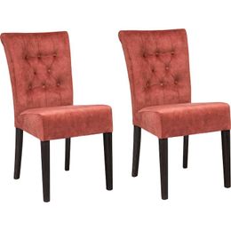 Home Affaire Esszimmerstuhl &raquo;Queen&laquo; (Set) 2 Stk.Polsterstuhl mit Knopfheftung, 2er, 4er oder 6er Set rot Polyester B/H/T: 46cm x 93cm x 64cm, 2 Stk., 