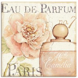 Artland Leinwandbild &raquo;Blumen und Parfum II&laquo; Schilder 1 Stk. tlg. auf Holzrahmen gespannt beige Leinwand B/H/T: 40cm x 40cm, Leinwandbild Schilder quadratisch,