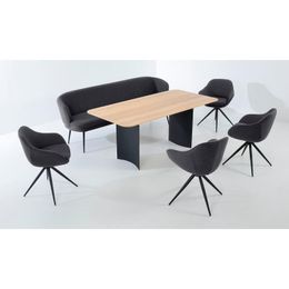 K+w Komfort & Wohnen K+W Komfort & Wohnen Essgruppe &raquo;ZOOM&laquo; abgerundete Essgruppe mit Solobank, 4 Sesseln und 1 Tisch blau Flachgewebe Q2 2250