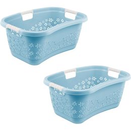 keeeper W&auml;schekorb &raquo;lasse, 2er Set, Korb mit Softgriffen, 65 x 45 x 28 cm, 50 l&laquo; ergonomische Form, komfortable Softgriffe, H&uuml;ftst&uuml;tze blau Kunststoff