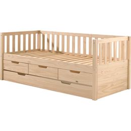 Vipack Einzelbett &raquo;mit Schubladen, Kiefer massiv, viel Stauraum und zeitloses Design&laquo; B/H/T ca. 211,2x85,5x97,8cm, Ausf. Milky Pine oder Wei&szlig;, inkl. 