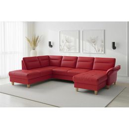 Sit & More sit&more Wohnlandschaft &raquo;Pamela, U-Form, B: 292 cm, Leder&laquo; B/H/T: 292cm x 90cm x 212cm, NaturLEDER Stoff, Ottomane links,mit Bett in Stoff,mit 