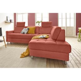 Sit & More sit&more Ecksofa &raquo;Pablo L-Form&laquo; wahlweise mit Schlaffunktion und Bettkasten orange Luxus-Microfaser ALTARA NUBUCK (100% Polyester) / Struktur fein (
