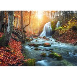 papermoon Fototapete &raquo;Mountain River Autun Waterfall&laquo; glatt bunt Vlies B/L: 3m x 2,23m, Bahnen: 6 Stk.