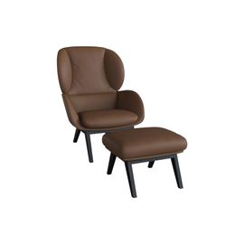 FLEXLUX Ohrensessel &raquo;Adria Designsessel, Loungesessel,&laquo; Stil & Komfort, organische Form, Fu&szlig; Holz schwarz braun 100% Echteder Echtleder, B/H/T: 78cm x